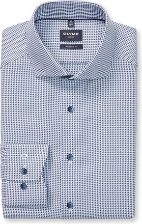 Olymp Herren Oberhemd Langarm Luxor,Faux Uni,054 Modern Fit 21,16 Royal Kent,Marine 18,40