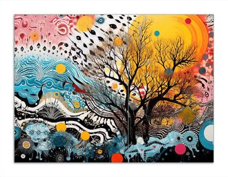 Wallario Herdabdeckplatte/Spritzschutz aus Glas, 2-teilig, 70x52cm mit 13 mm hohen Füßen, für Ceran- und Induktionsherde, Abstrakter Sonnenaufgang