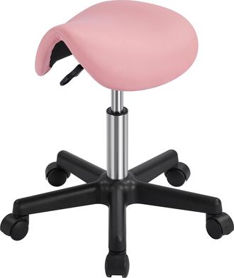 Yaheetech Sattelhocker Rollhocker Drehhocker Praxishocker Arbeitshocker Bürohocker Sitzhocker Hocker mit Rollen höhenverstellbar drehbar Rosa
