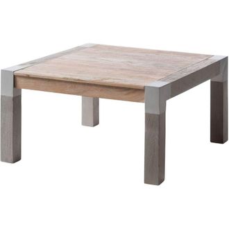 Massivmoebel24 Couchtisch Akazie 85x85x45 beige lackiert Amsterdam 119
