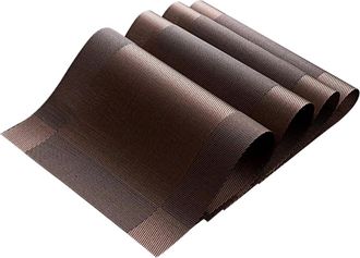 Cabilock 4 Stck Teiliges Tischset Braun aus PVC Hitzeisolierend rutschfeste Unterlage f&uuml;r Esstisch Wasserabweisend Pflegeleicht Sch&uuml;tzt vor Kratzern und Flecke