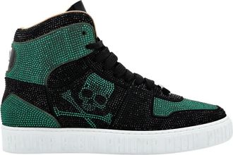 Philipp Plein Low-Top Sneaker - Hightop-Sneaker Notorious Mit Schmucksteinen - Gr. 39 (EU) - in Gr&uuml;n - f&uuml;r Damen