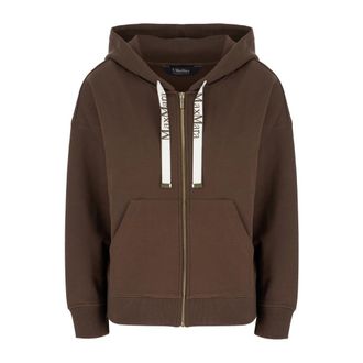 Max Mara Femme, Sweatshirts et sweats &agrave; capuche, Brun, Taille: 38 FR SweaT-shirt zipp&eacute; en jersey technique