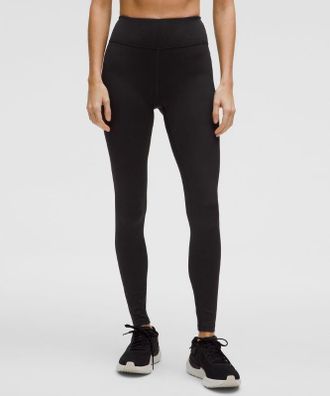 lululemon Thermo-Laufleggings mit hohem Bund f&uuml;r Frauen - 71 cm - Gr&ouml;&szlig;e 10 in Black