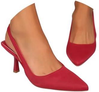 Minetom Escarpins Femme Suède Pumps Talon Haut Et Bout Fermé Parfait pour Les Mariages Et Les Fêtes Slip-on High Heels A Rouge 43 EU