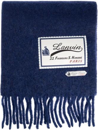 Lanvin Femme, Accessoires, Bleu, Taille: ONE Size &Eacute;charpe en laine avec logo