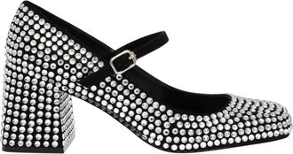 Steve Madden Strass Riemchenschuhe f&uuml;r Damen, Leder, Blockabsatz (Silber)