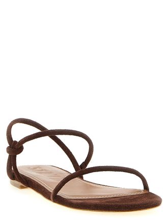 Staud Womens Brown Cowhide Flat Sandals
