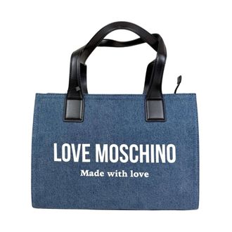 Love Moschino Femme, Sacs, Bleu, Taille: ONE Size Denim Shopping Tote