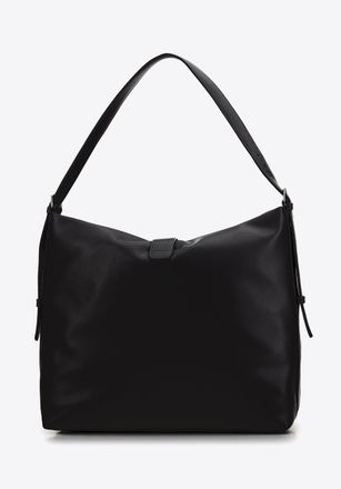 Wittchen Damen-Tasche aus &Ouml;ko-Leder mit dekorativem Verschluss, Schwarz