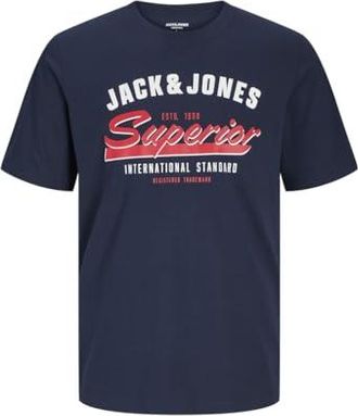 Jack & Jones Plus Size Jjelogo Aw24 T-Shirt Rond &agrave; 2 col S Pls, Sky Captain, 4XL Hommes