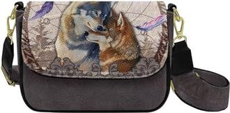 Hugs Idea Sac à main à bandoulière en cuir pour femme avec large sangle, Cheval tribal, Taille unique