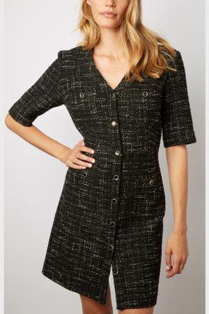Gerard Darel Robe courte et cintr&eacute;e en tweed - JOANILYA - Noir