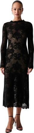 Twinset Robe longue en maille m&eacute;lang&eacute;e alpaga - Femme - Robes - Noir - Taille: 42 FR