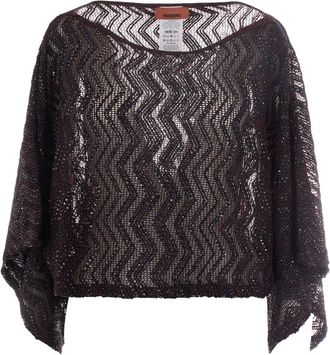 Missoni Femme, Pulls, Brun, Taille: 38 FR Zigzag Mesh Top