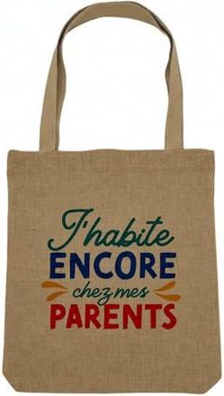 Fabulous Sac Shopping Tote Bag Aspect Lin - Jhabite Encore Chez Mes Parents Humour Blague Enfant - Sac de Courses Toile Epaisse 360g Beige Naturel Cabas Port&eacute; 