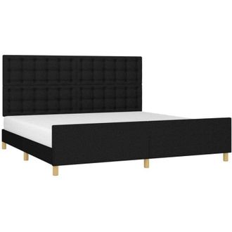 vidaXL Vidaxl - Cadre de lit avec t&ecirc;te de lit Noir 200x200 cm Tissu