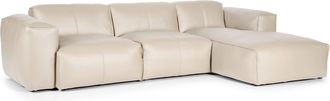 Studio Copenhagen home24 Ecksofa 3-Sitzer mit Longchair Grau Echtleder Neka 284cm Longchair davorstehend rechts Modern