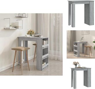 vidaXL Bartisch mit Regal Grau Sonoma 102x50x103,5cm Holzwerkstoff - Bartisch - Stehtisch - Bistrotisch - K&uuml;cheninsel - Esstisch Klein