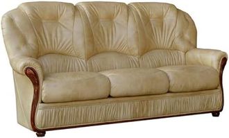 Vente-Unique Canapé 3 Places 100% Cuir de Buffle Beige Daphne