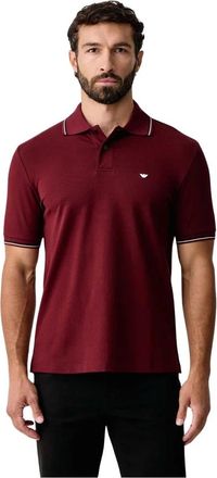 Emporio Armani Slim-Fit-Stretch-Piqu&eacute;-Poloshirt mit Mikro-Adler - - Tops - Herren - Rot - M