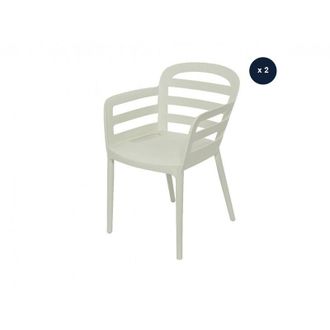 Jardideco Jardideco - Lot de 2 chaises de jardin Boston Blanc