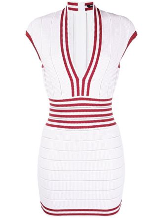 Balmain robe cintr&eacute;e en maille nervur&eacute;e - Blanc