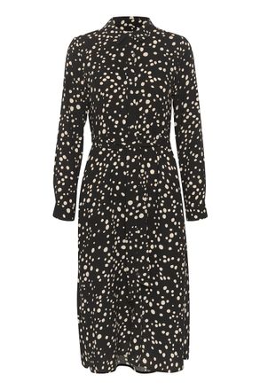 Part Two Part Two Damen Shirt mit Langen Ärmeln, Taschen, Belted Kleid, Black Dot Print, 32