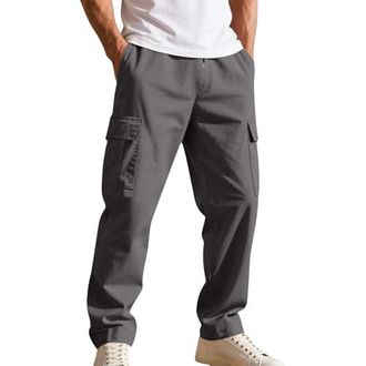 Generic Pantalon cargo pour homme - Coupe droite - Coupe droite - Pantalon de travail - Pantalon chino d&eacute;contract&eacute; stretch - Pantalon de randonn&eacute;e - Taille &eacute;l