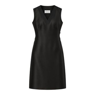 Maison Margiela Seidenkleid in Midi-L&auml;nge mit vier N&auml;hten - - Dresses - Damen - Schwarzk - XS