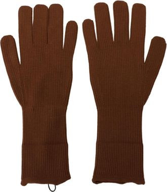 Dolce & Gabbana Brown Cashmere Knitted Hands Mitten Mens Gloves