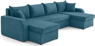 Best Mobilier Bestmobilier - Valos - canapé panoramique en u - 7 places - convertible avec coffres - en velours côtelé