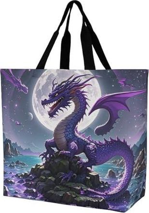 Generic Lune Du Dragon Sac Courses L&eacute;ger Sacs Grand Sac Fourre Tout Pour Quotidienne Shopping Plage