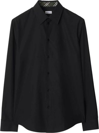 Burberry Homme, Chemises, Noir, Taille: M Chemise Noire en Coton avec Chevalier &Eacute;questre
