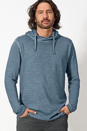 Hempage Hempage Herren vegan Langarmshirt Mit Kapuze Dove Blue