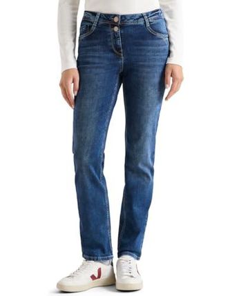 Cecil 3817336 Jean Coupe Droite, Mid Blue Used Wash, 32W / 32L Femmes