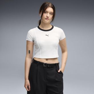Puma T-shirt c&ocirc;tel&eacute; Essentials Femme, V&ecirc;tements, Blanc, XL