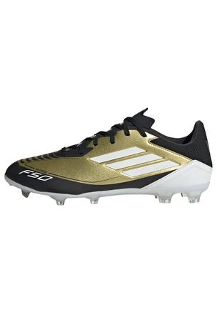 adidas Unisex F50 League Messi Football Boots Firm Ground, Gold Metallic/Cloud White/Core Black, 39 1/3 EU