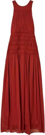 Twinset Femme, Robes, Brun, Taille: 42 FR Longue Robe Sans Manches en Creponne