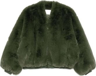 Frankie Shop Faux Fur Bomberjacke - - Jackets - Damen - Gr&uuml;n - M