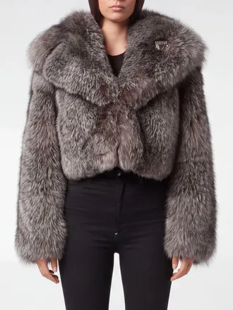 Philipp Plein Veste courte en fourrure de renard avec cristaux