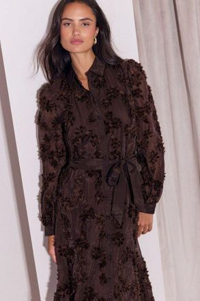 Lipsy Abendkleid Lipsy strukturiertes Fit-+Flare-Hemdblusenkleid (1-tlg)