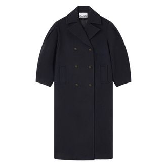 Ganni Balloon-sleeves Double-breasted Coat
