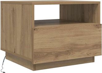 vidaXL Table basse avec lumières led chêne artisanal 50x49x40 cm Vidaxl