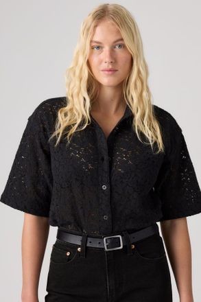 Levi's Harlie Shirt mit kurze &Auml;rmeln zum Binden - Damen - Schwarz / Schwarz