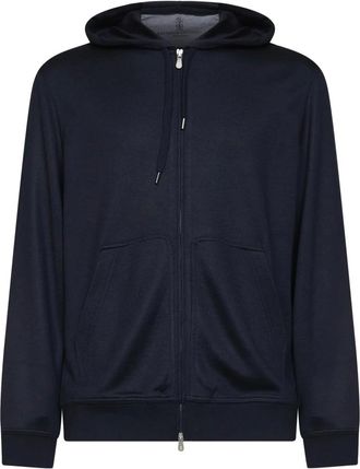 Brunello Cucinelli Homme, Sweatshirts et sweats &agrave; capuche, Bleu, Taille: XL SweaT-shirt en molleton