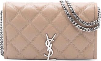 Saint Laurent 2020 Quilted Diamond Lambskin Becky Wallet on Chain shoulder bag - Braun