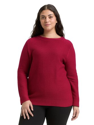Tom Tailor Damen 1049548 Plus Size-Loose Fit Strickpullover aus Baumwolle, 10361-Rumba Red, 54
