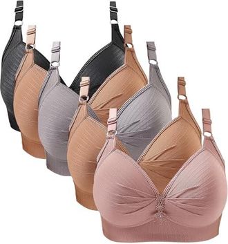 Generic Lot de 5 soutiens-gorge de sport pour femme - Soutien-gorge plissé confortable sans fil - Tendance, marron, L