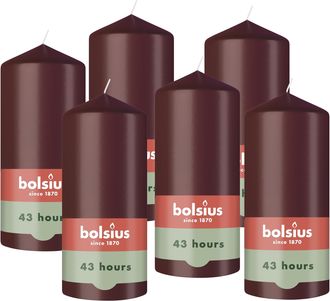 Bolsius Bolsius - Essentials - glatte Stumpenkerze - Bordeaux - 13 cm - 6 St&uuml;ck - Dekorative Kerzen - Enth&auml;lt nat&uuml;rliches Pflanzenwachs - Ohne Palm&ouml;l